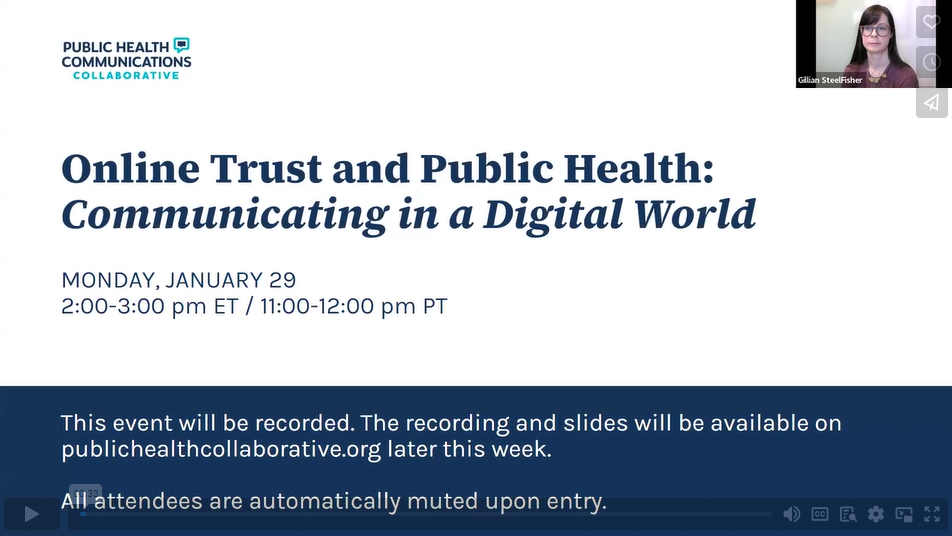 Webinar: Online Trust and Public Health - Communicating in a Digital World | Vaccine Resource Hub